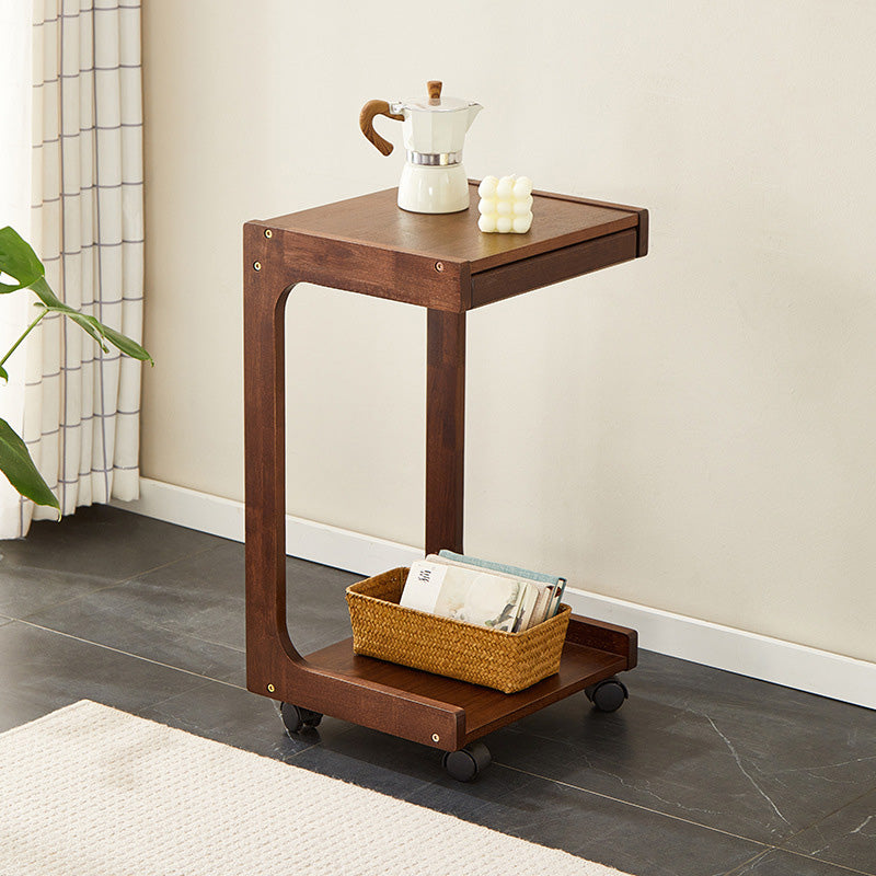 Modern Minimalist Rectangular Wood Side Table 2-Tier For Living Room ...